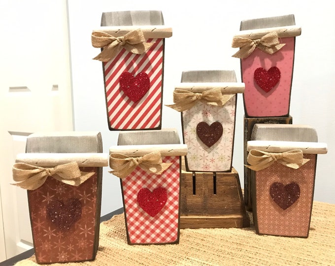 Valentines Day. Cup of Cocoa. Coffee Bar. Wood Mug. Valentine Tiered ...