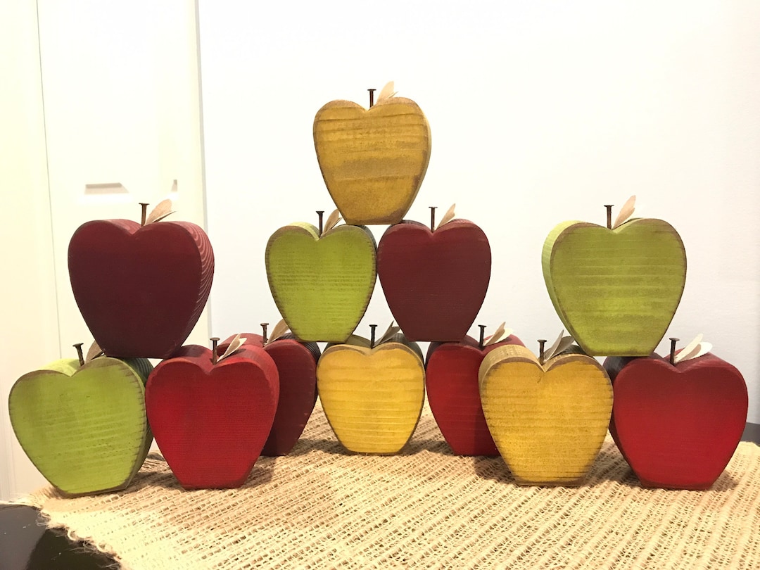 Restocked! Fall Apple Decor. Wooden Apples. Modern Prims. Tiered Tray ...