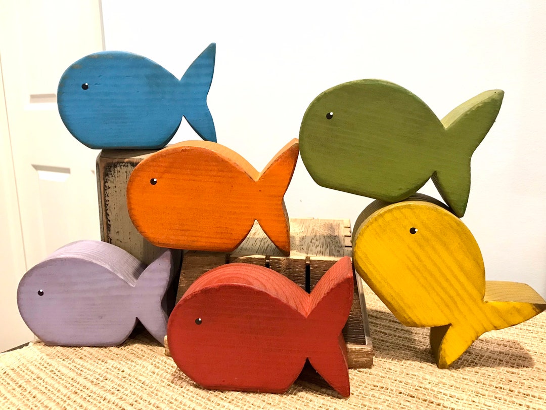 Restocked! Wooden Fish. Beach Decor. Summer Decor. Happy Wood Fish ...