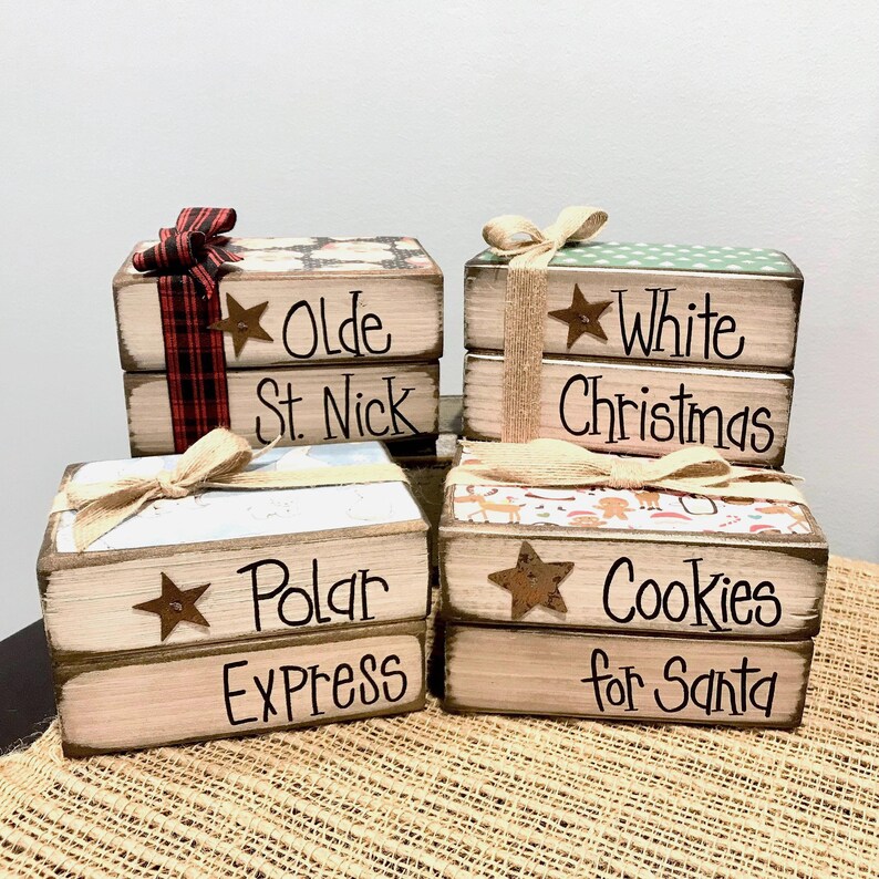 Christmas Book Stacks. Winter Book Bundle. Winter Decor. Christmas ...