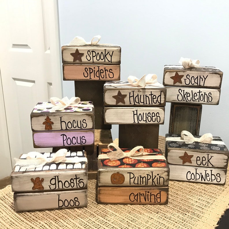 NEW SETS Halloween Book Stack. Fall Book Bundle. Fall Decor. - Etsy