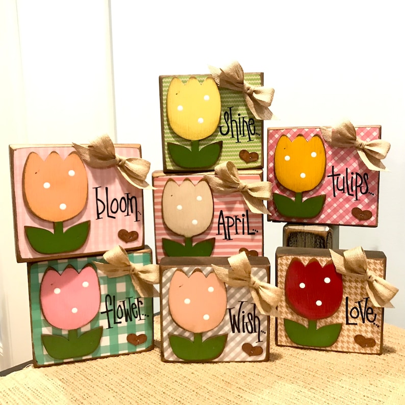 Wood Tulip Sign. Happy Summer Signs. Thick and Chunky Summer Sign ...