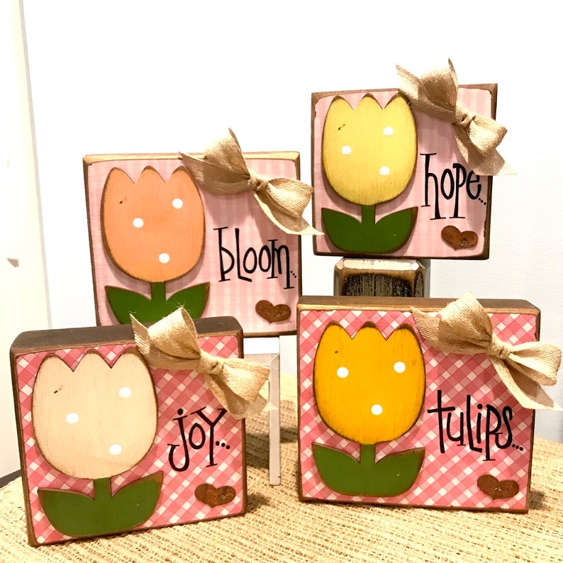 Wood Tulip Sign. Happy Summer Signs. Thick and Chunky Summer Sign ...