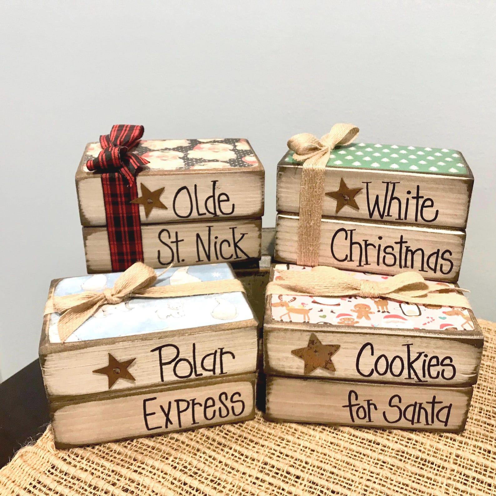 Christmas Book Stacks. Winter Book Bundle. Winter Decor. Christmas ...