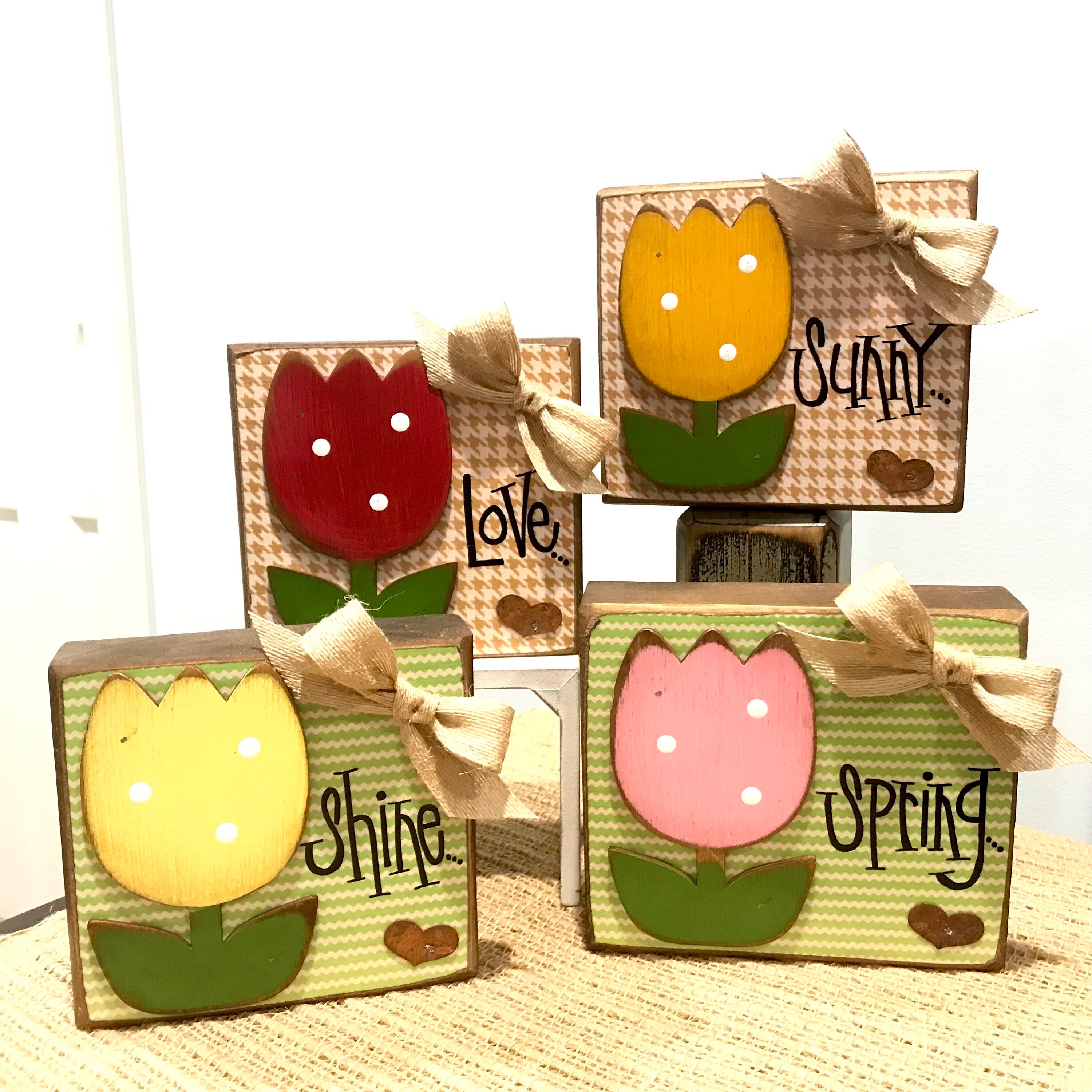 Wood Tulip Sign. Happy Summer Signs. Thick and Chunky Summer Sign ...