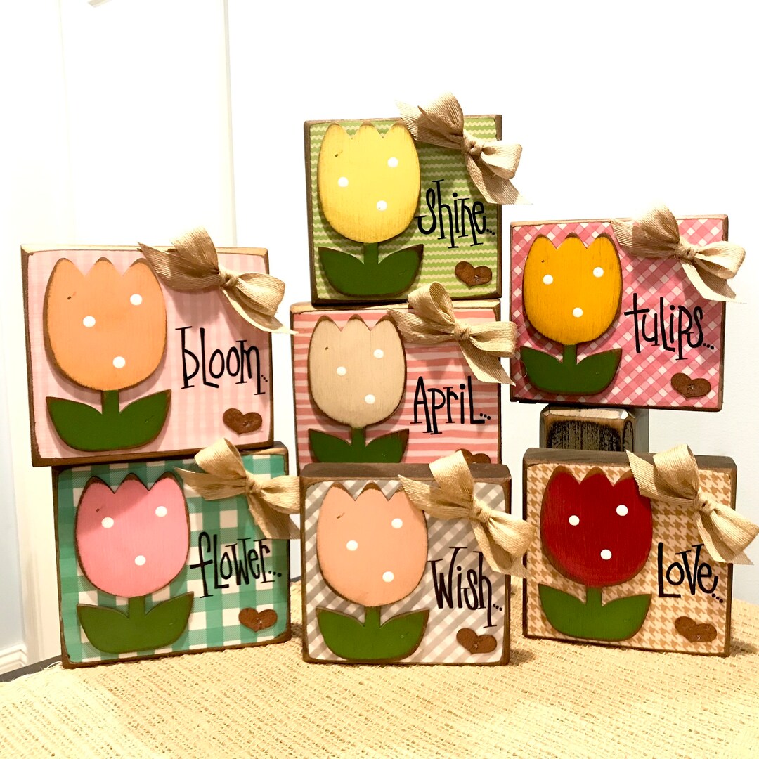 Wood Tulip Sign. Happy Summer Signs. Thick and Chunky Summer Sign ...