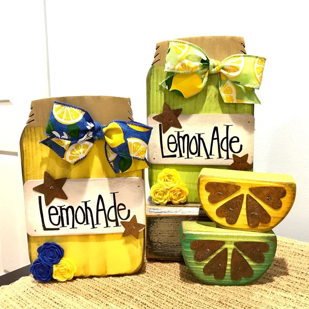 Lemonade Jar. Wood Mason Jar. Summer Wood Decor. Lemonade. Wooden Mason ...