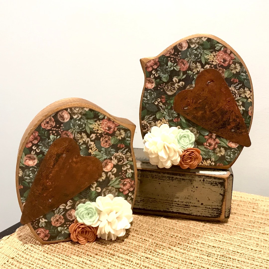 Spring Wood Birds. Floral Patterned Birds. Spring Decor. Summer Wood ...