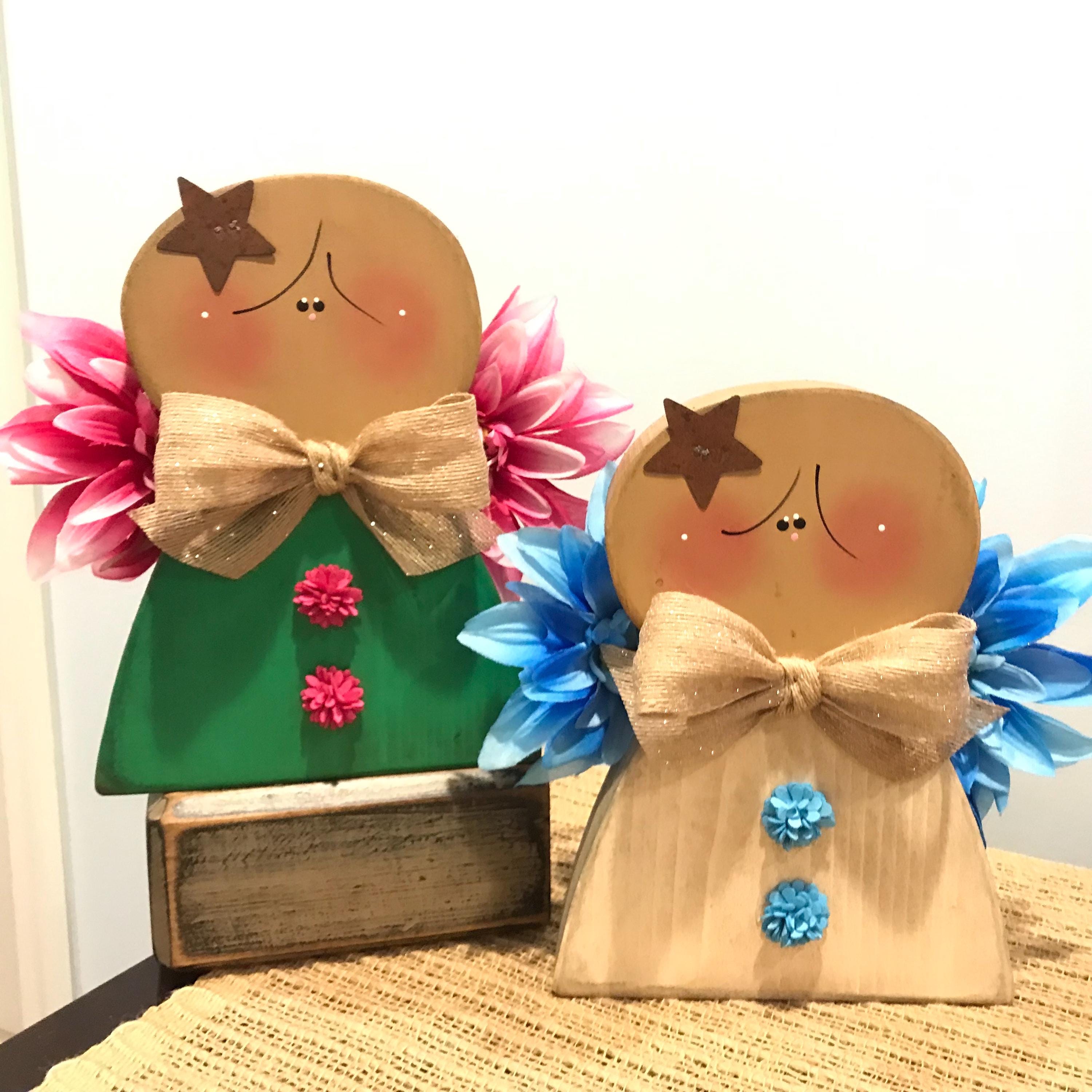 Colorful Flower Angels. Spring Angel Decor. Wooden Angel With Flower ...