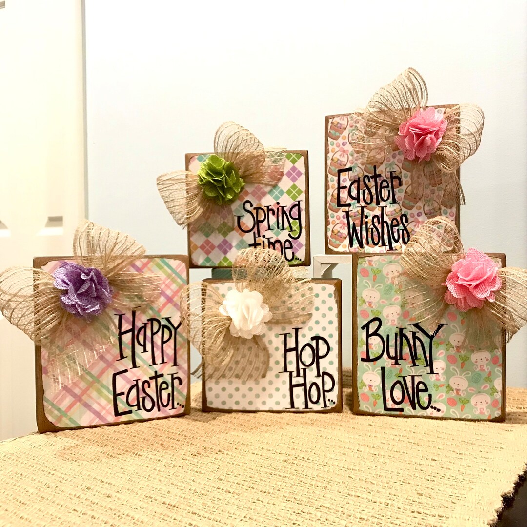 Happy Easter Sign. Thick and Chunky Easter Day Sign. Spring Decor. Wood ...