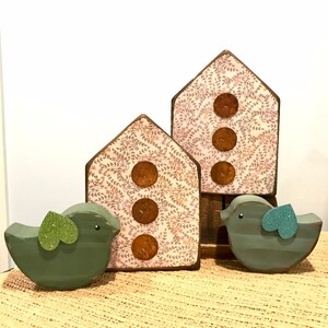 Restocked! Painted Bird. Wood Robins. Colorful Wood Bird. Rustic Birds ...