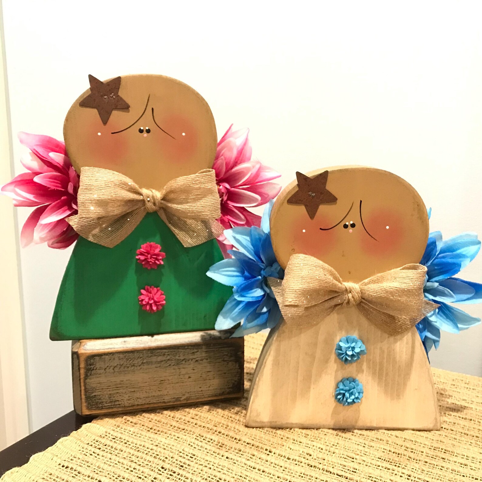 Colorful Flower Angels. Spring Angel Decor. Wooden Angel With Flower ...