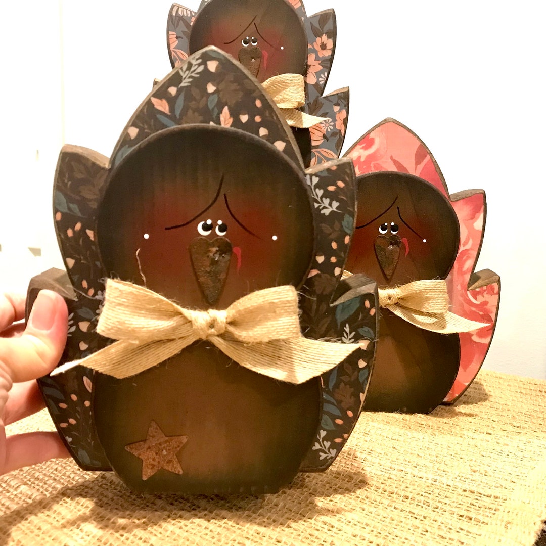 Papered Wood Turkey. Fall Decor. Thanksgiving Decor. Gobble Gobble ...
