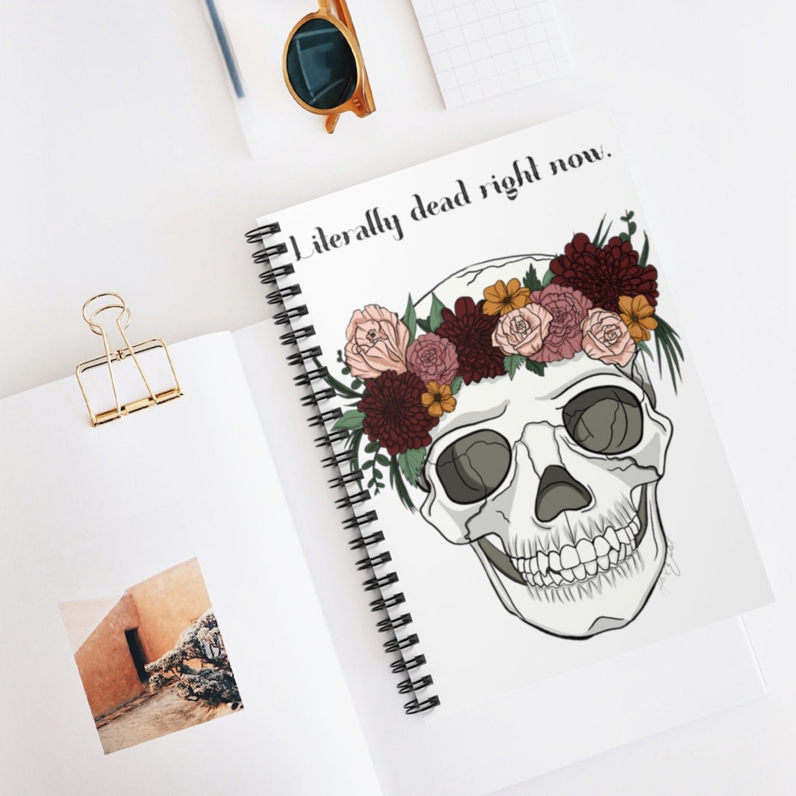 Spiral Notebook Skulls Illustration Halloween Journal - Etsy
