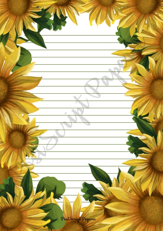 Printable Sunflower Stationery Designs
