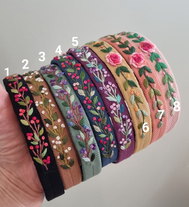 Hand Embroidered Floral Hairband, Hand Embroidered Headband, Hand ...