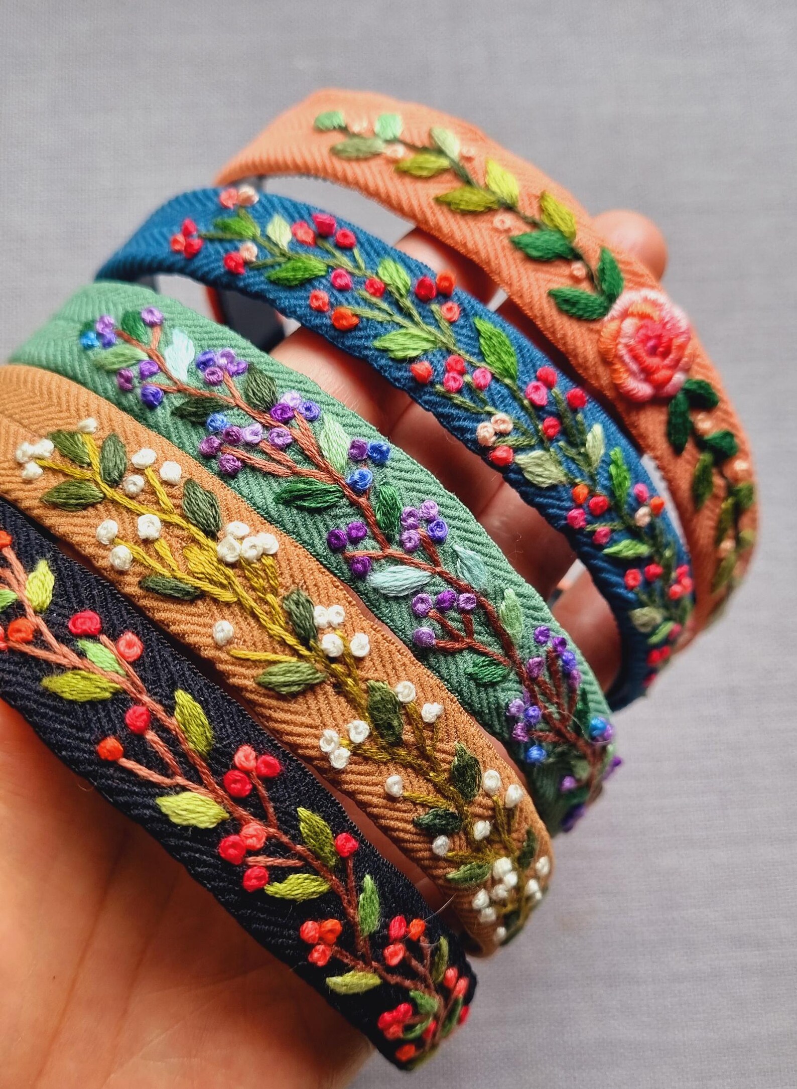 Hand Embroidered Floral Hairband, Hand Embroidered Headband, Hand ...