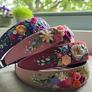 Hand Embroidered Headband, Unique Handmade Hair Accessory, Boho Chic ...