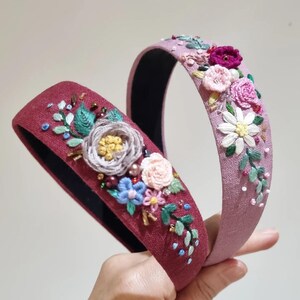 Hand Embroidered Headband, Unique Handmade Hair Accessory, Boho Chic ...