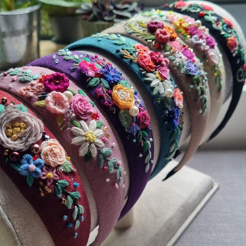 Embroidered Headband - Etsy