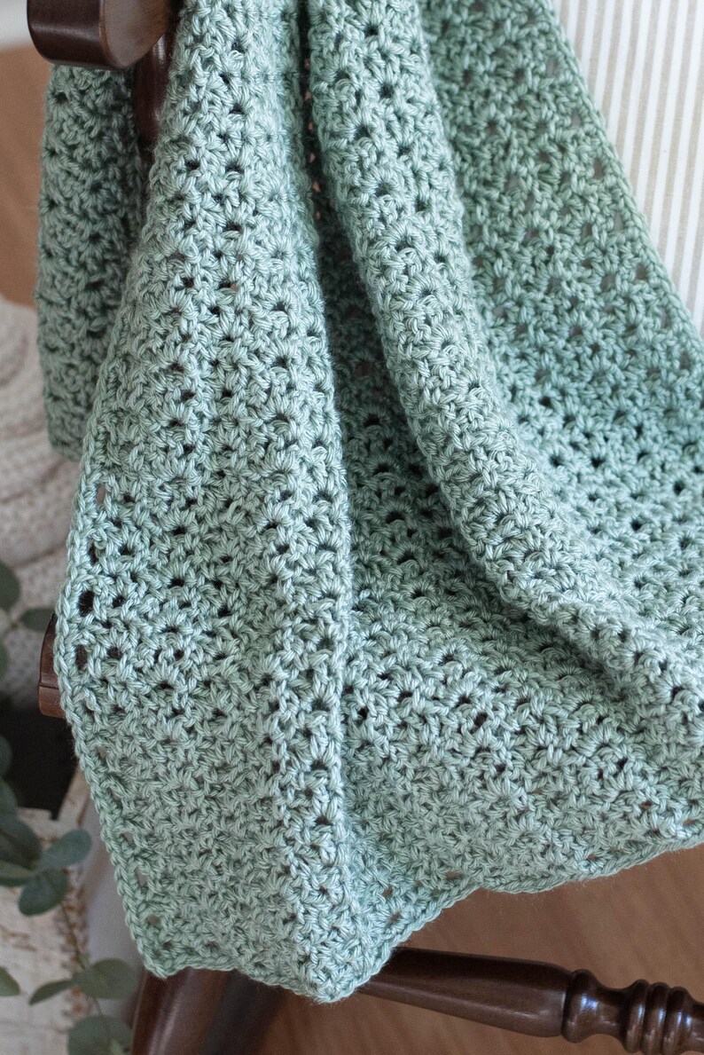 Sage Green Baby Blanket - Crochet Afghan Antique Vintage Style READY TO ...