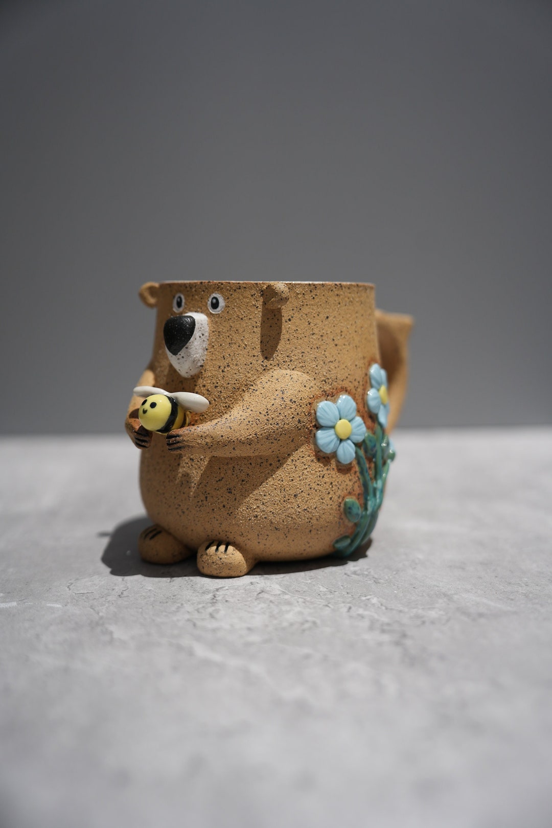 Preorder Bear Mug / Bear With Bee Friend Ceramic Handmade Mug / Cute ...