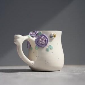 Preorder Golden Bees and Roses Mug / Handmade Bee Mug / Pastel Rose Mug ...