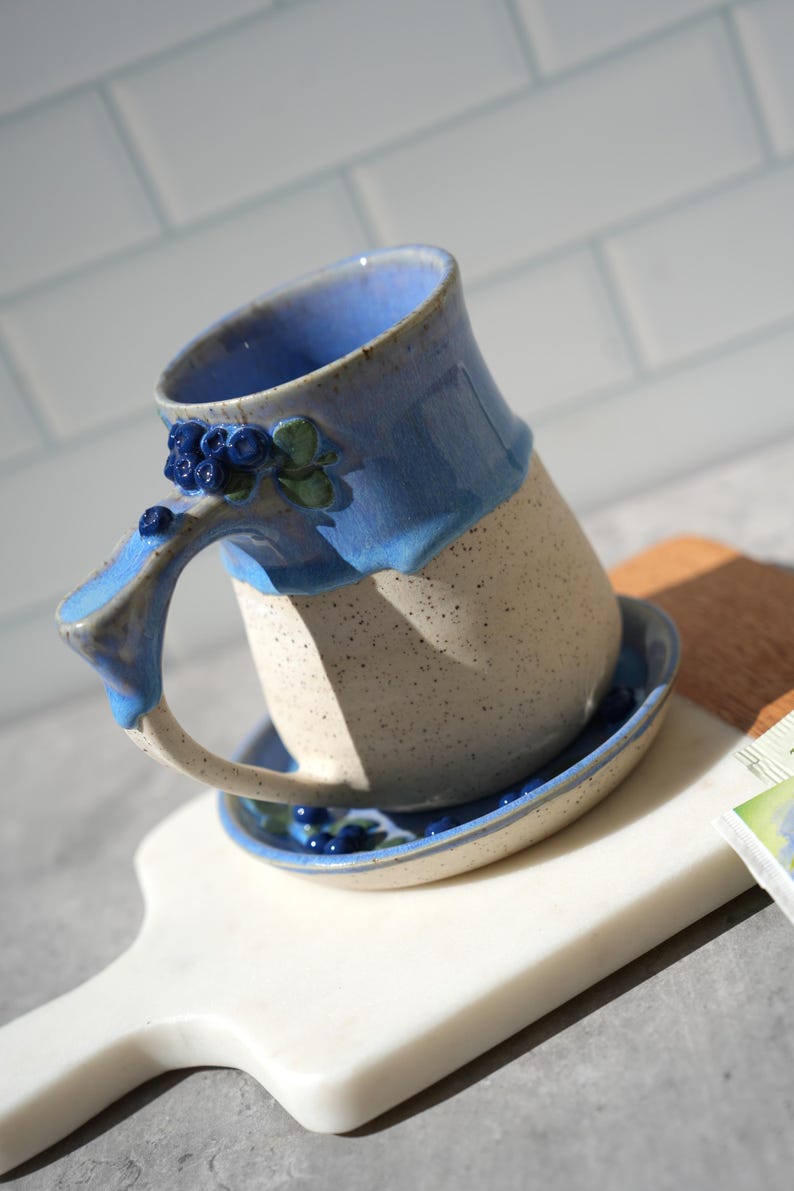Preorder Handmade Blueberry Mug and Saucer - Etsy