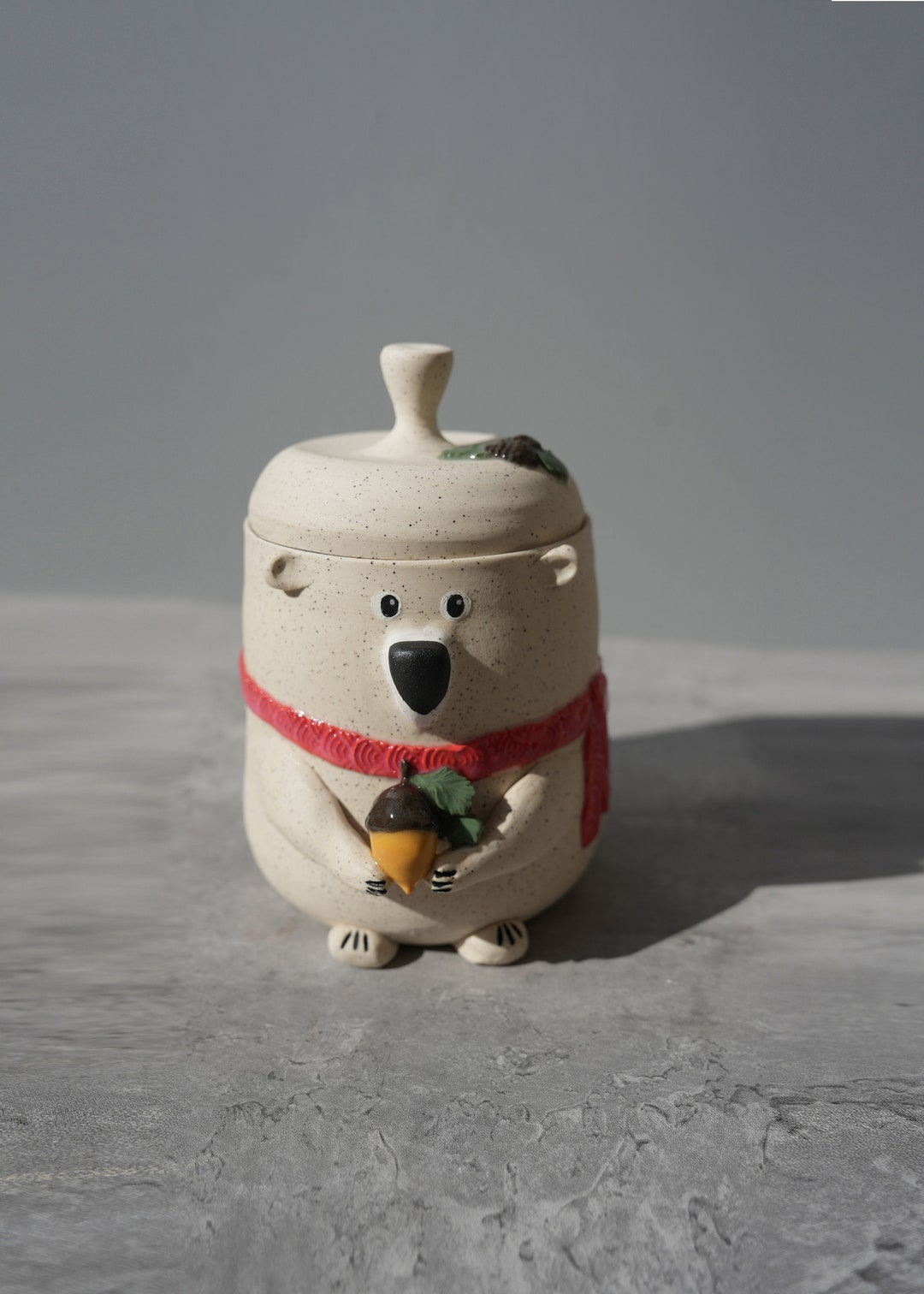 Bear Jar / Bear Ceramic Jar / Bear With Acorn / Cute Bear / Cute Jar ...