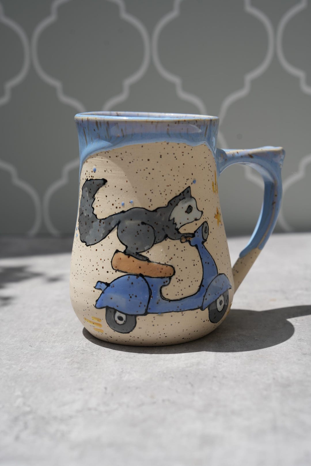 Handmade Ceramic Raccoon on Vespa Mug: Charming Whimsical Cottagecore ...