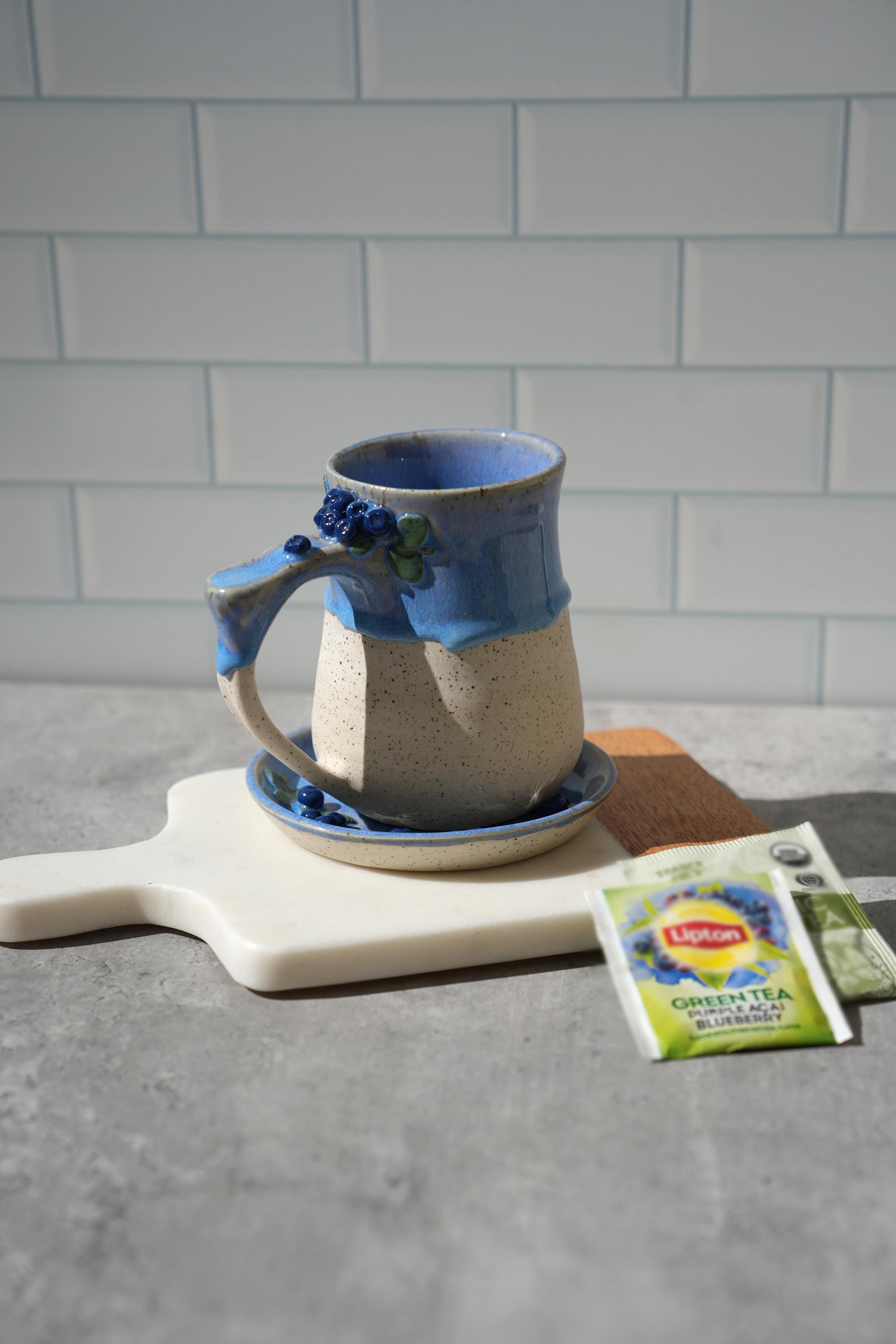 Preorder Handmade Blueberry Mug and Saucer - Etsy