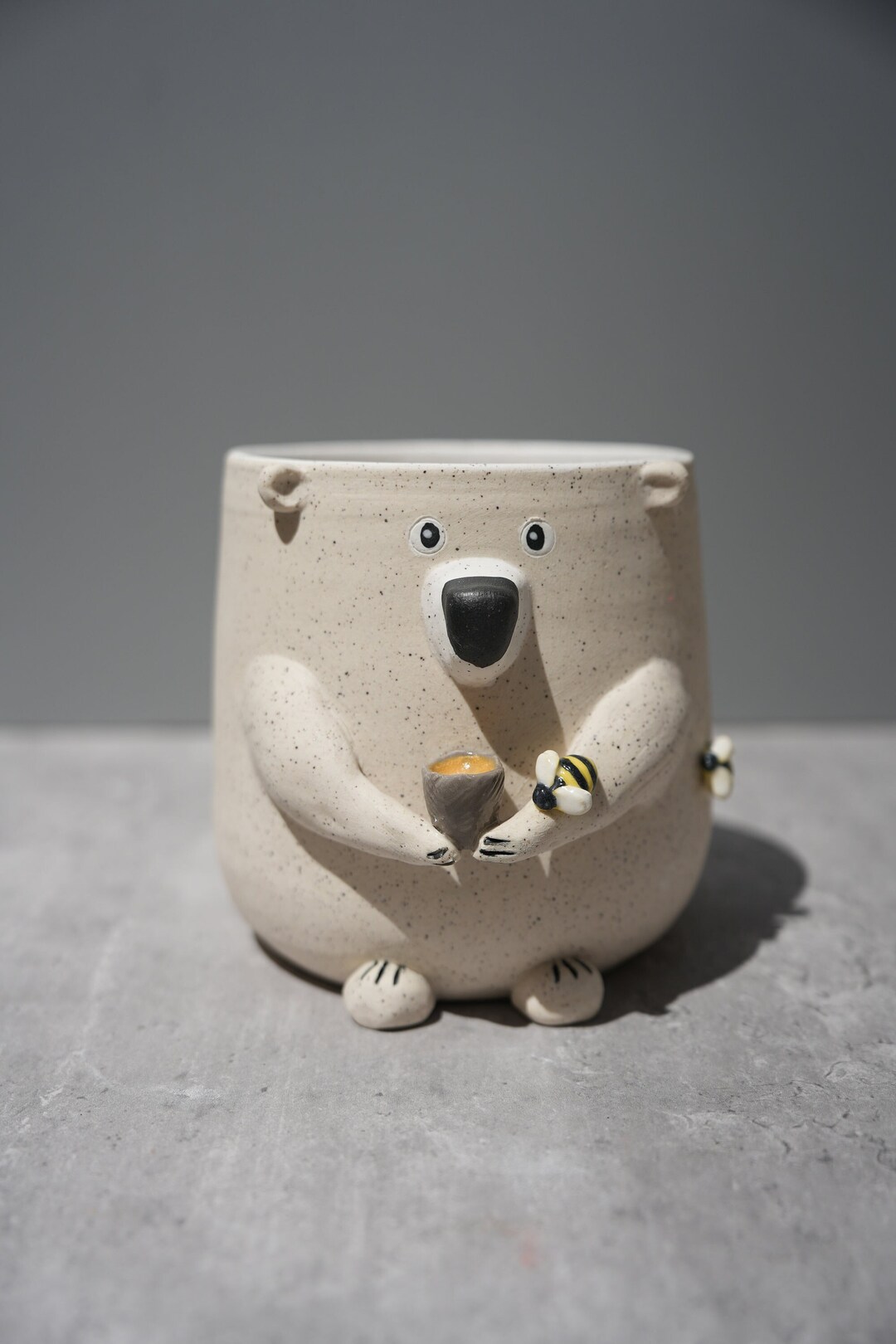 Preorder Bear Open Jar/ Bear Holding Honey Pot Ceramic Open Jar / Bear ...