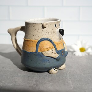 Preorder Bear Mug / Bar in Overallsceramic Handmade Mug / Cute Bear Mug ...