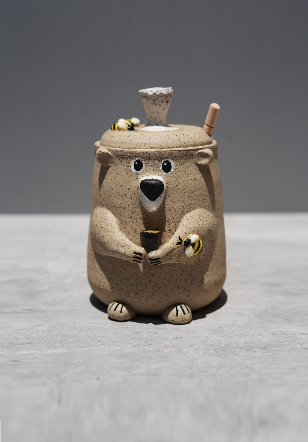 Ships Now Bear Jar / Bear Ceramic Honey Pot / Honey Bear / Cute Bear ...
