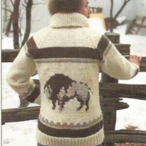 Knit Mens Buffalo Sweater Jacket Pdf Zippered Front With - Etsy