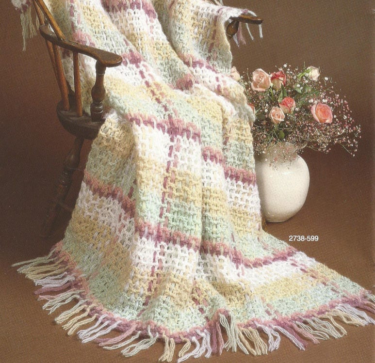 Crochet Afghan Pdf Pastel Plaid With Fringe /ohhhmama/ - Etsy