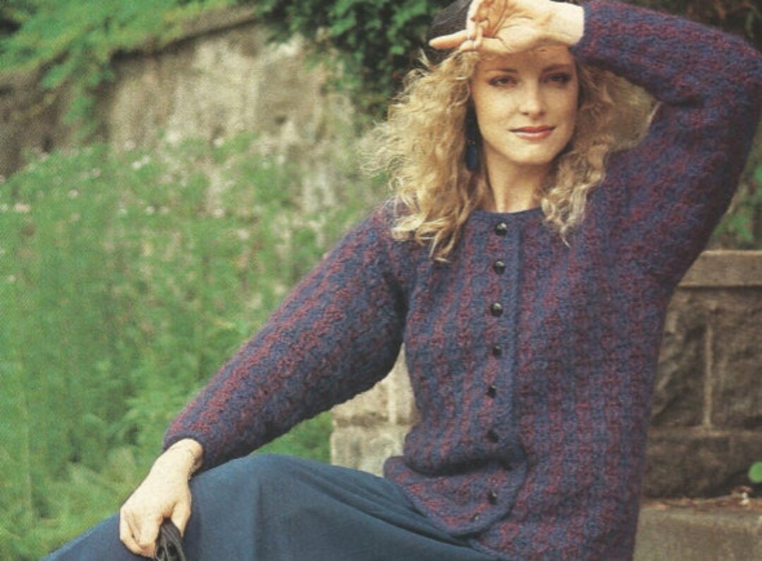 Womans Crochet Tweedy Cardigan Sweater /ohhhmama/ Long Sleeves Tunic ...