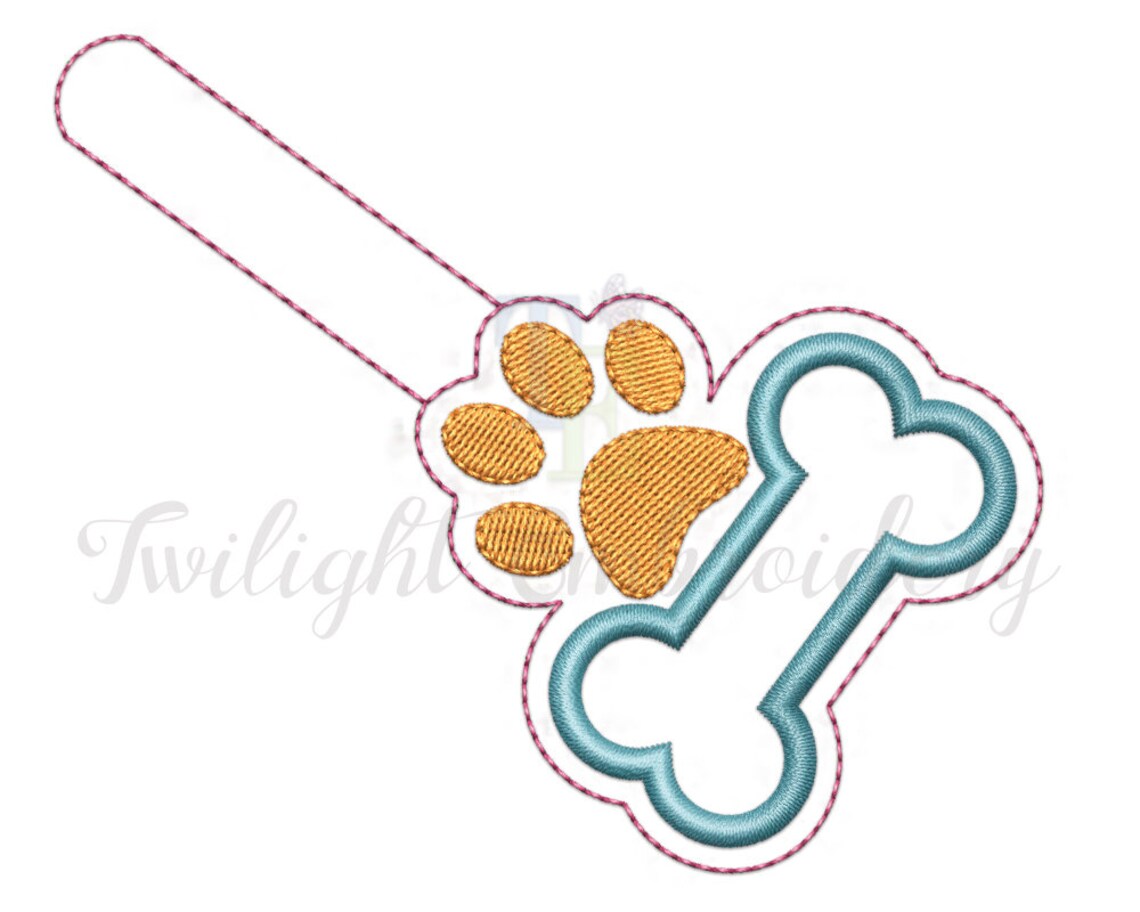 Set of 4 Paw Print Key Fob Embroidery Designs in the Hoop Key - Etsy