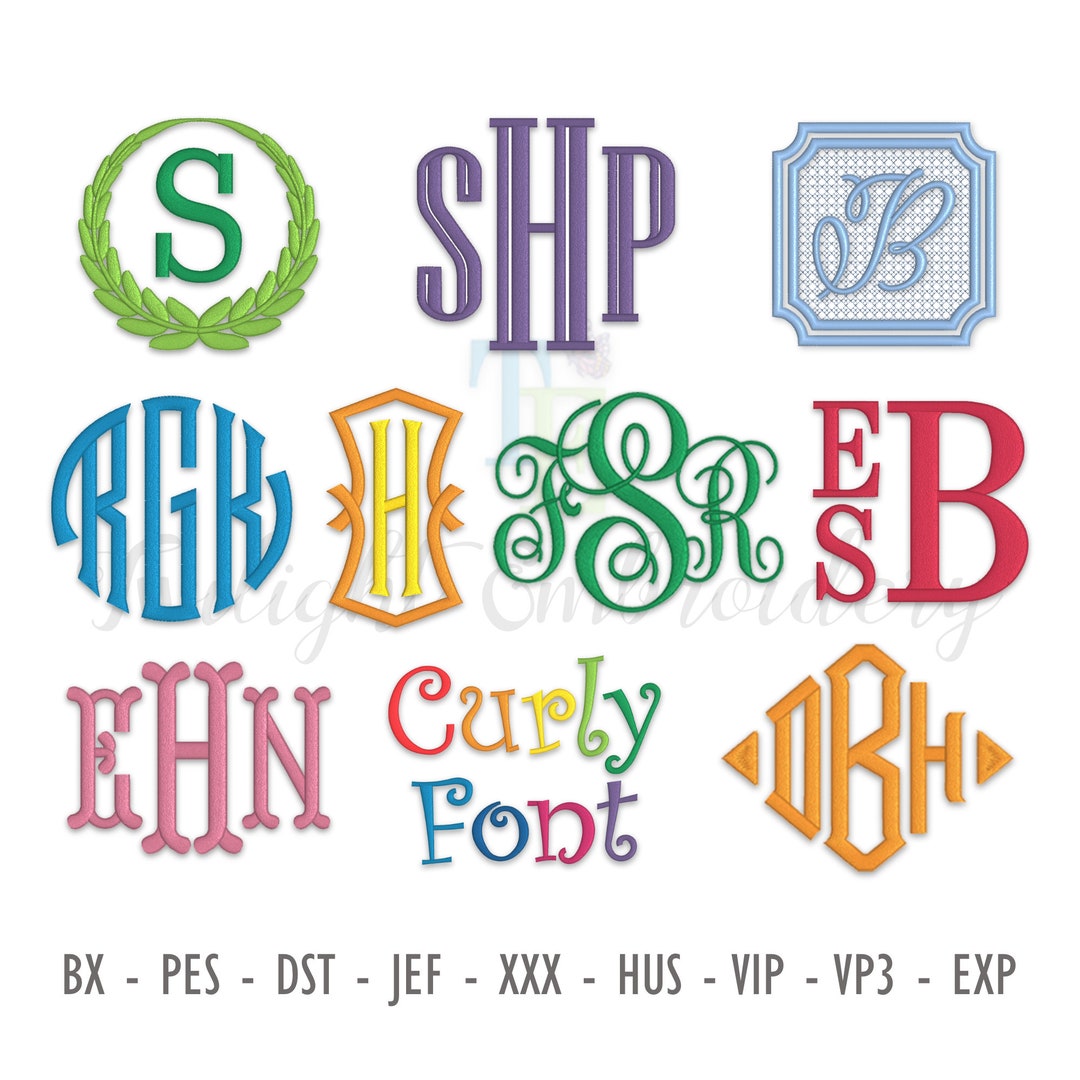 Embroidery Fonts Bundle Machine Embroidery Monogram Fonts Machine ...