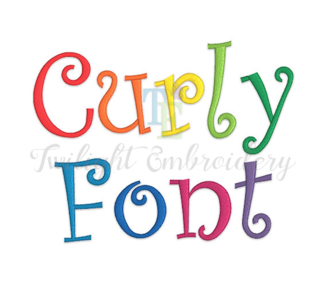Curly Embroidery Font Machine Embroidery Curly Font in 6 Sizes INSTANT ...