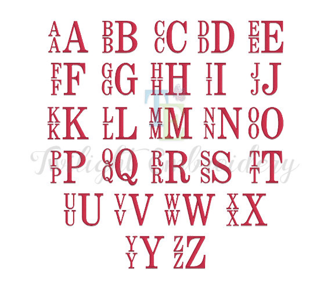 Stacked Monogram Embroidery Font Stacked Monogram Machine - Etsy