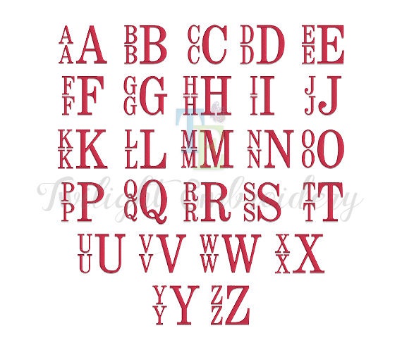 Stacked Monogram Embroidery Font Stacked Monogram Machine - Etsy