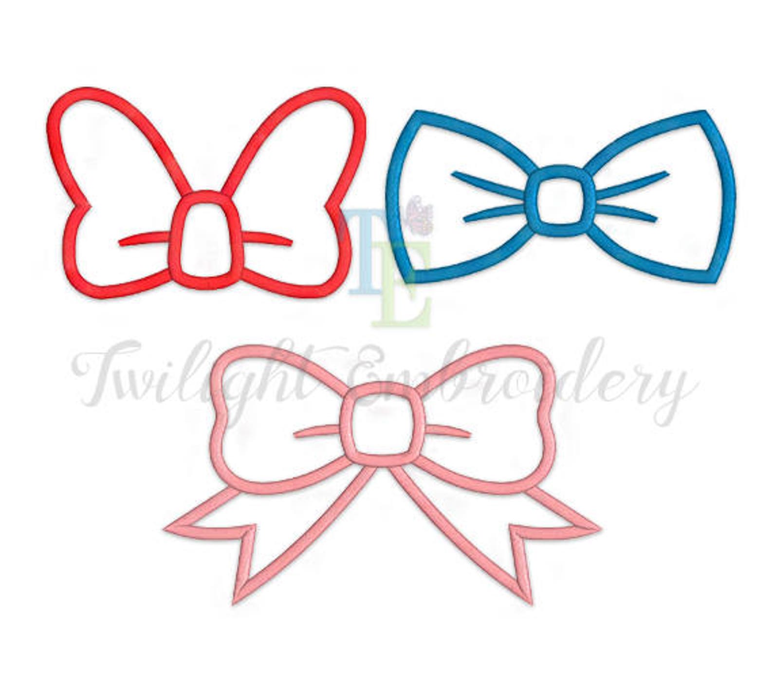 Set of 3 Bow Machine Embroidery Designs Bow Applique Machine Embroidery ...