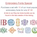 Embossed Machine Embroidery Monogram Font, Knock Down Machine ...