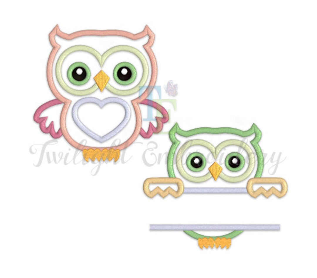 Set of 2 Owl Applique Machine Embroidery Designs INSTANT DOWNLOAD - Etsy