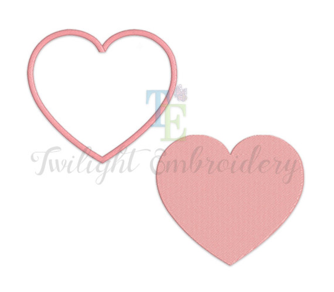 Set of 2 Heart Machine Embroidery Designs Heart Applique Machine ...