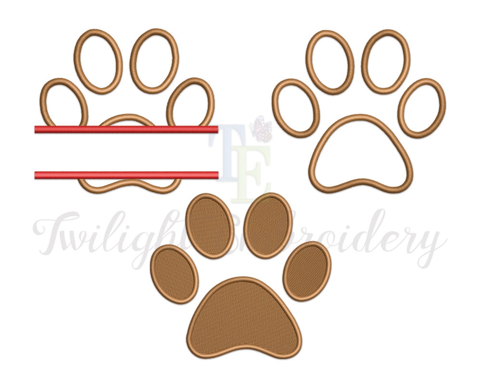 Set of 3 Paw Print Machine Embroidery Designs Paw Print Fill Stitch ...