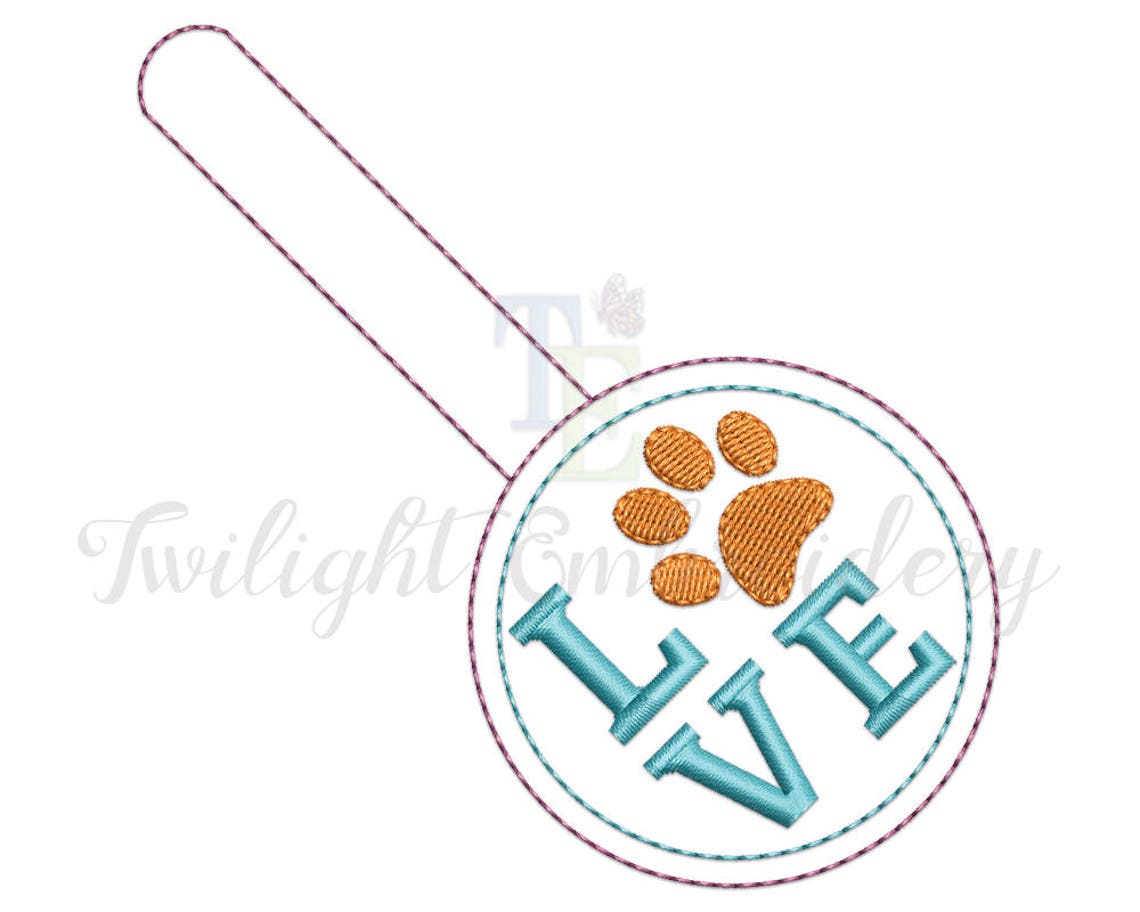 Set of 4 Paw Print Key Fob Embroidery Designs in the Hoop Key - Etsy