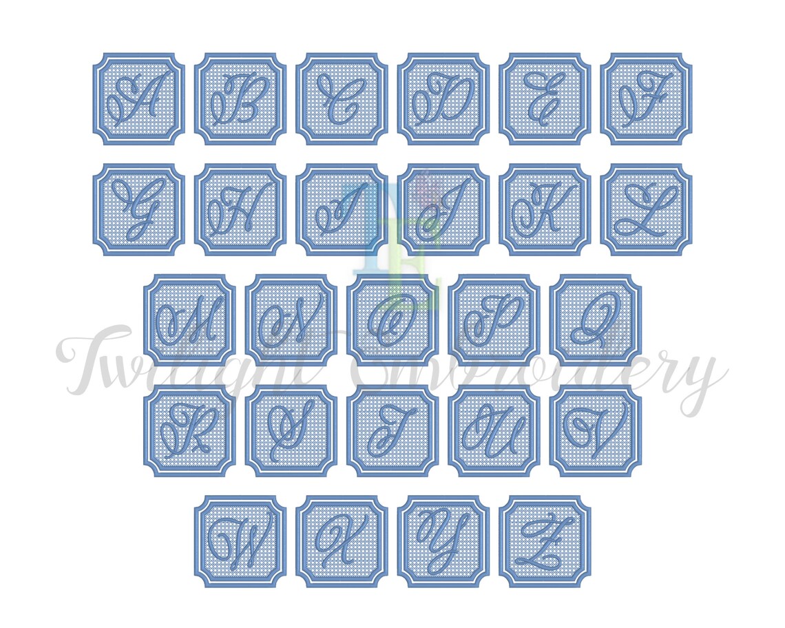 Embossed Machine Embroidery Monogram Font Knock Down Machine | Etsy