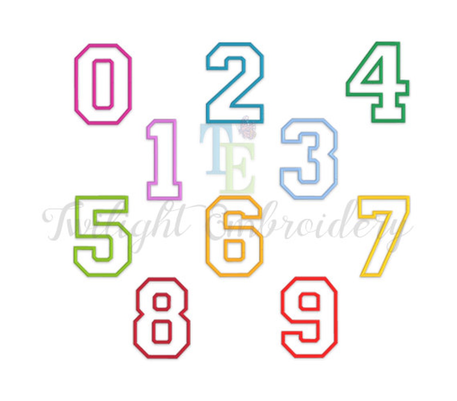 Set of 10 Applique Numbers Machine Embroidery Designs, Embroidery ...